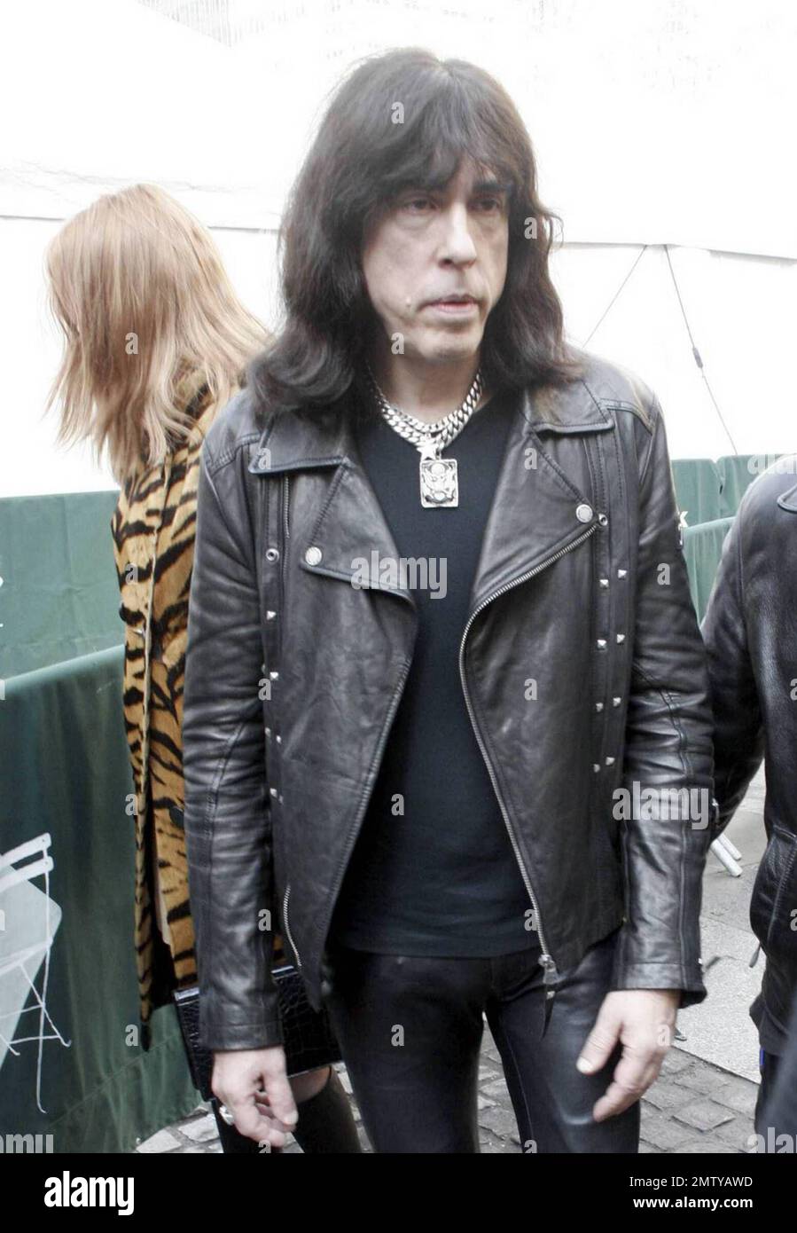 Ramones drummer Mark Ramone arrives at the Tommy Hilfiger fashion show ...