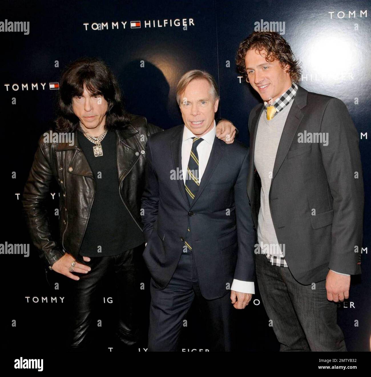 Mark Ramone, Tommy Hilfiger and Ryan Lochte are photographed backstage ...