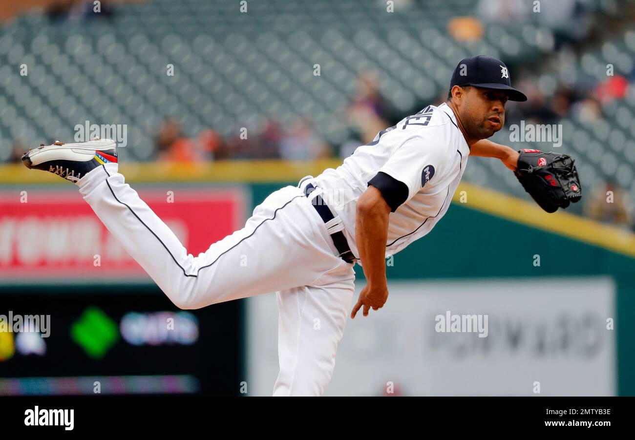 Detroit Tigers relief pitcher Francisco Rodriguez throws against the ...