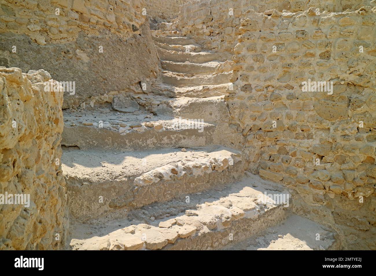 Stairway inside the Ancient Bahrain Fort, UNESCO World Heritage Site in ...