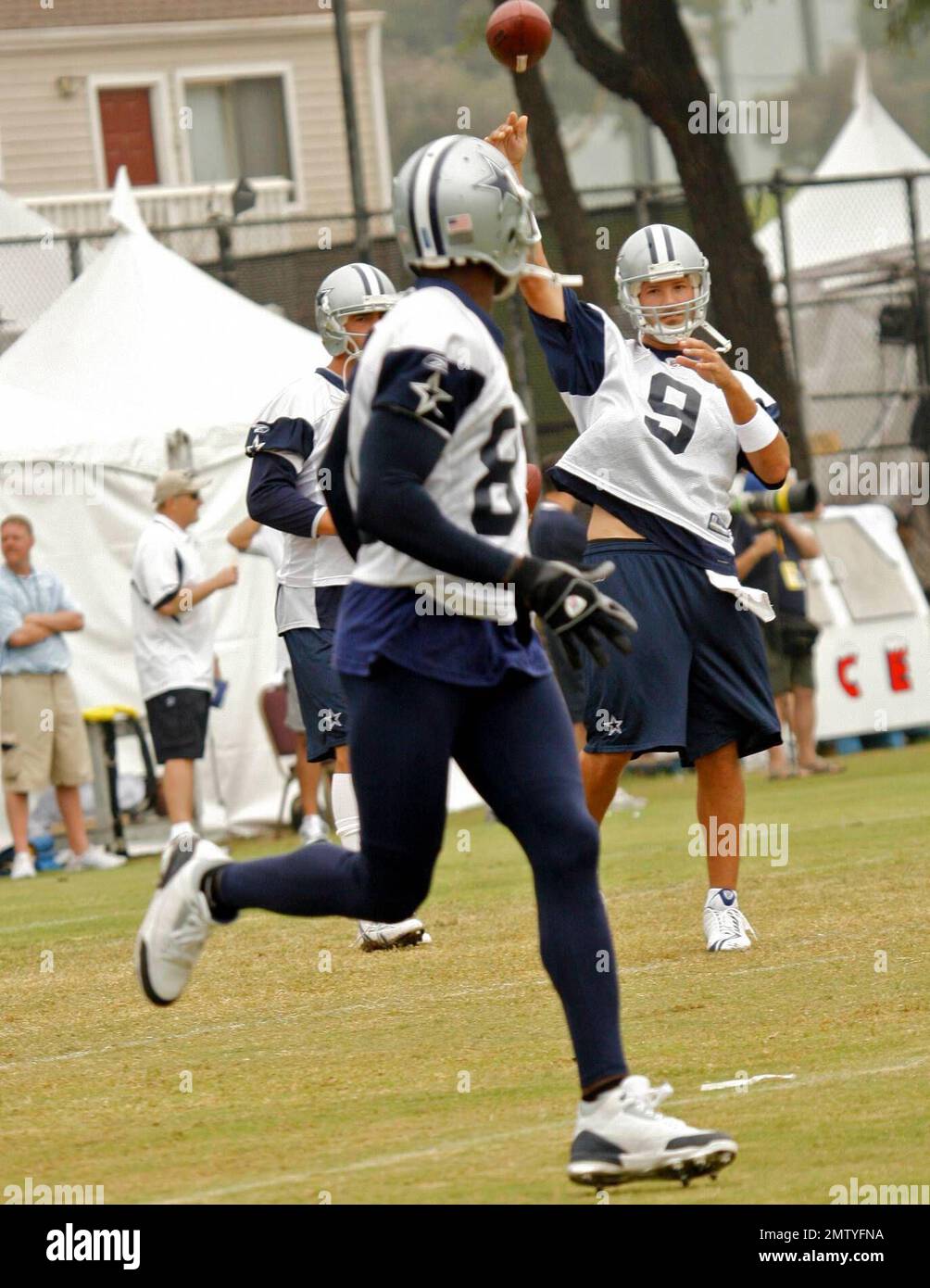 Jessica Simpson's Beau Tony Romo and Terrel Owens practice at the ...