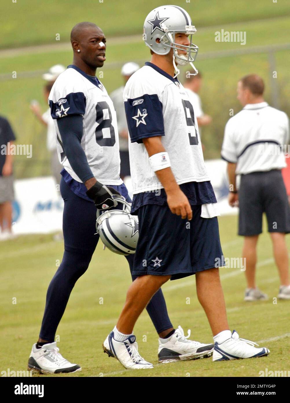 Jessica Simpson's Beau Tony Romo and Terrel Owens practice at the ...