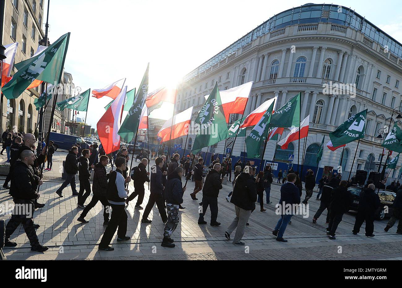 Members of nationalist organization the National-Radical Camp display ...