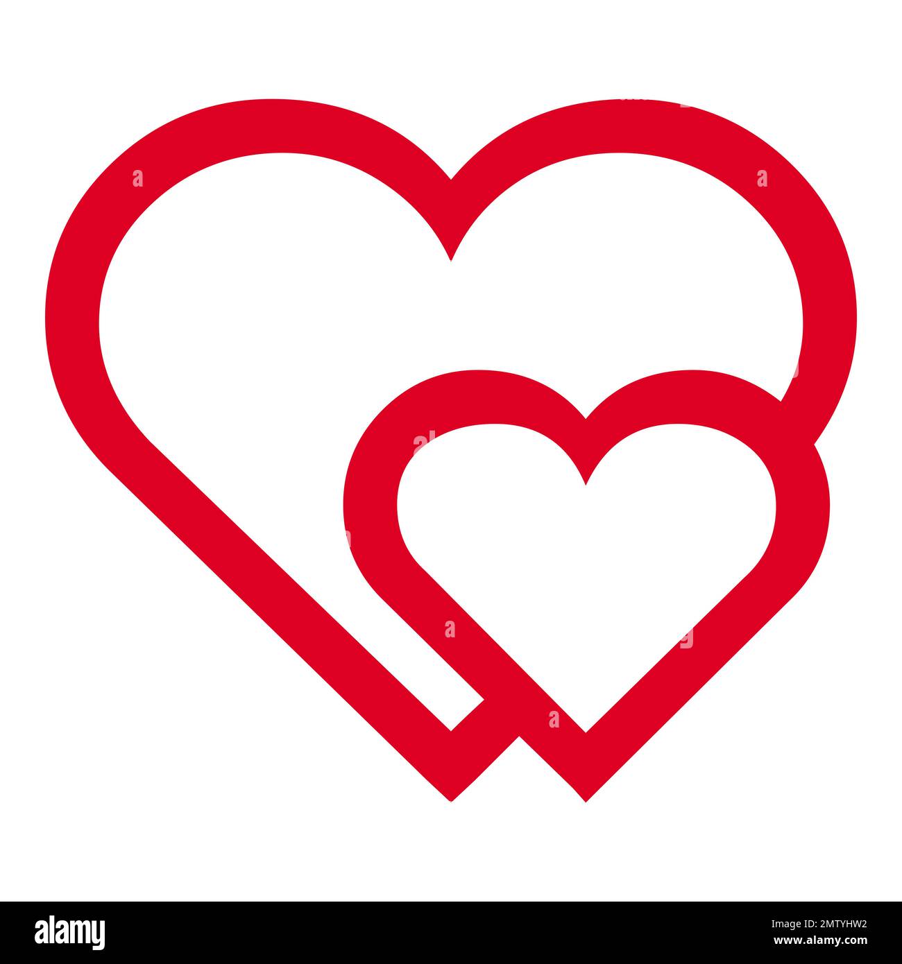 Double red heart symbol icon Stock Photo - Alamy