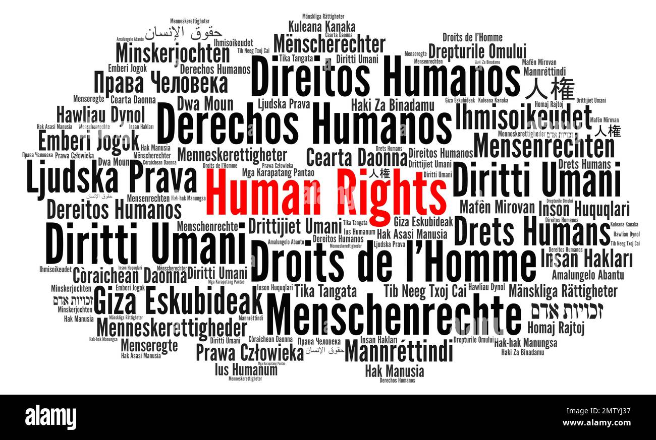 Human rights word cloud in different languages Stock Photo - Alamy