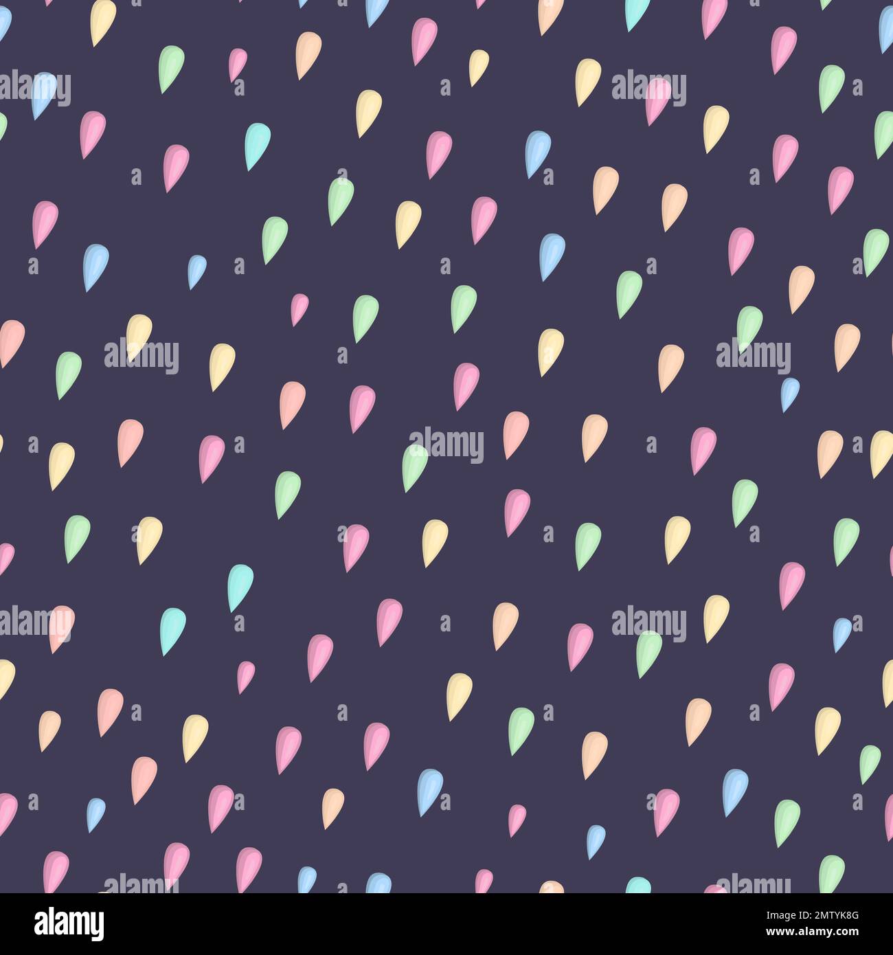 Vector seamless pattern with colored raindrops. Magical unicorn themed repeat background. Good ...