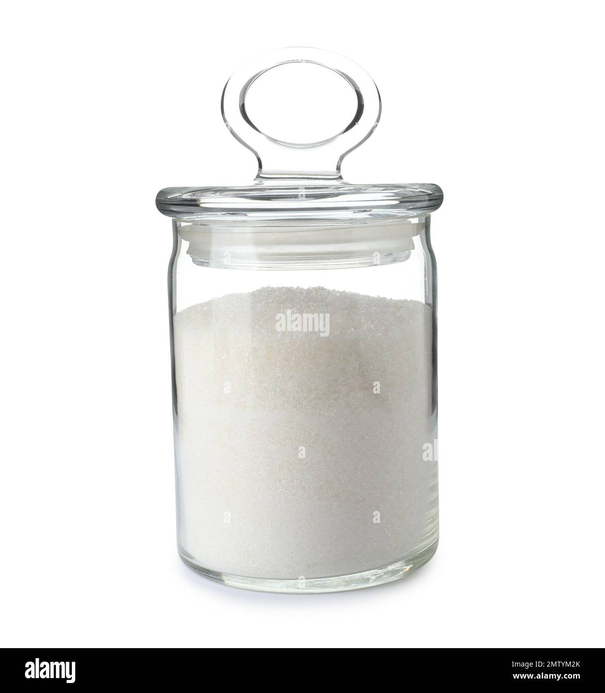 Glass jar with sugar isolated on white Stock Photo - Alamy