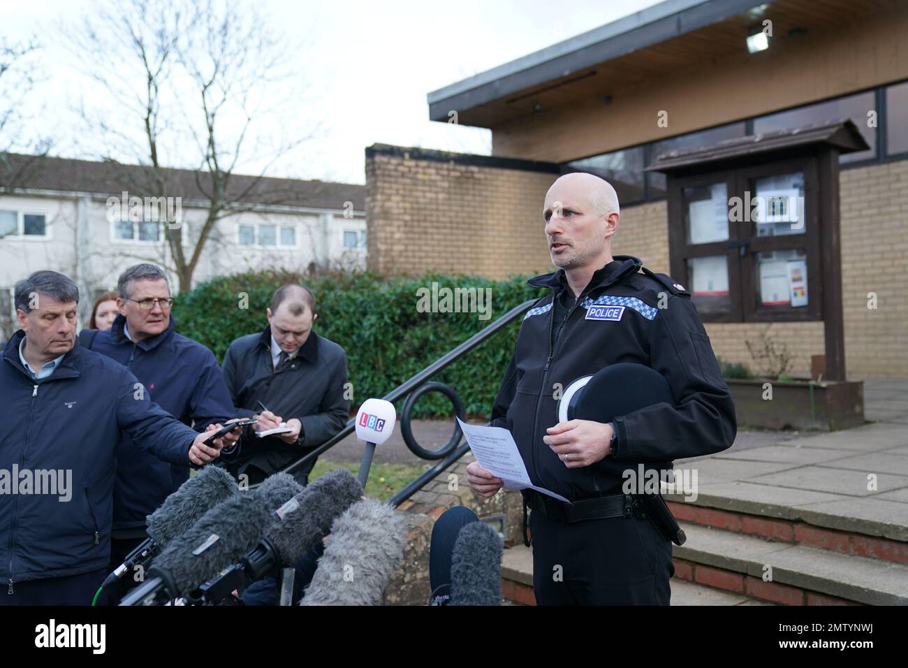 LPA Commander Superintendent Marc Tarbit reads a statement out to the ...