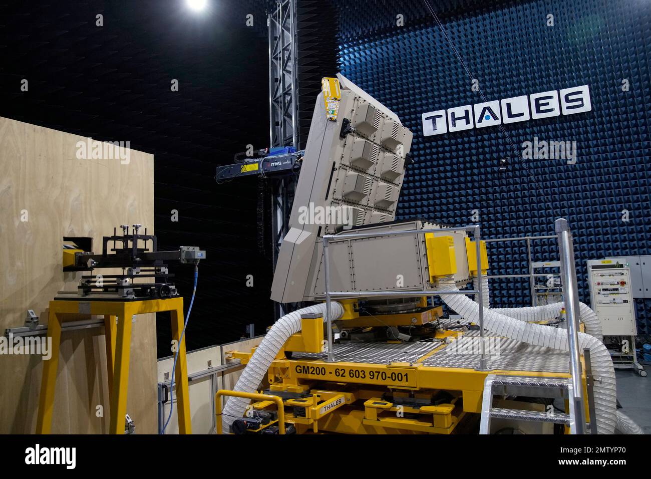 An anechoic chamber (an-echoic meaning "non-reflective") designed to ...