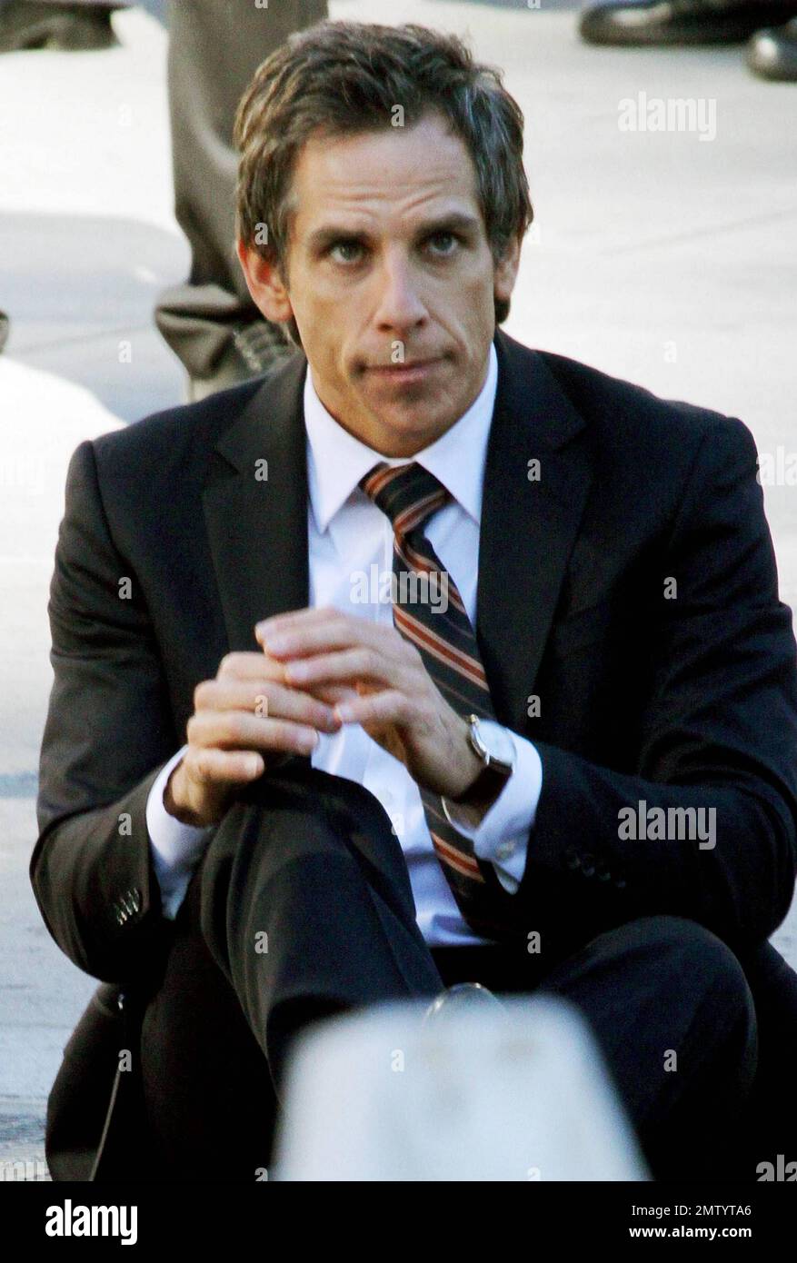 Ben Stiller on the set of "Tower Heist" during a day of shooting an ...