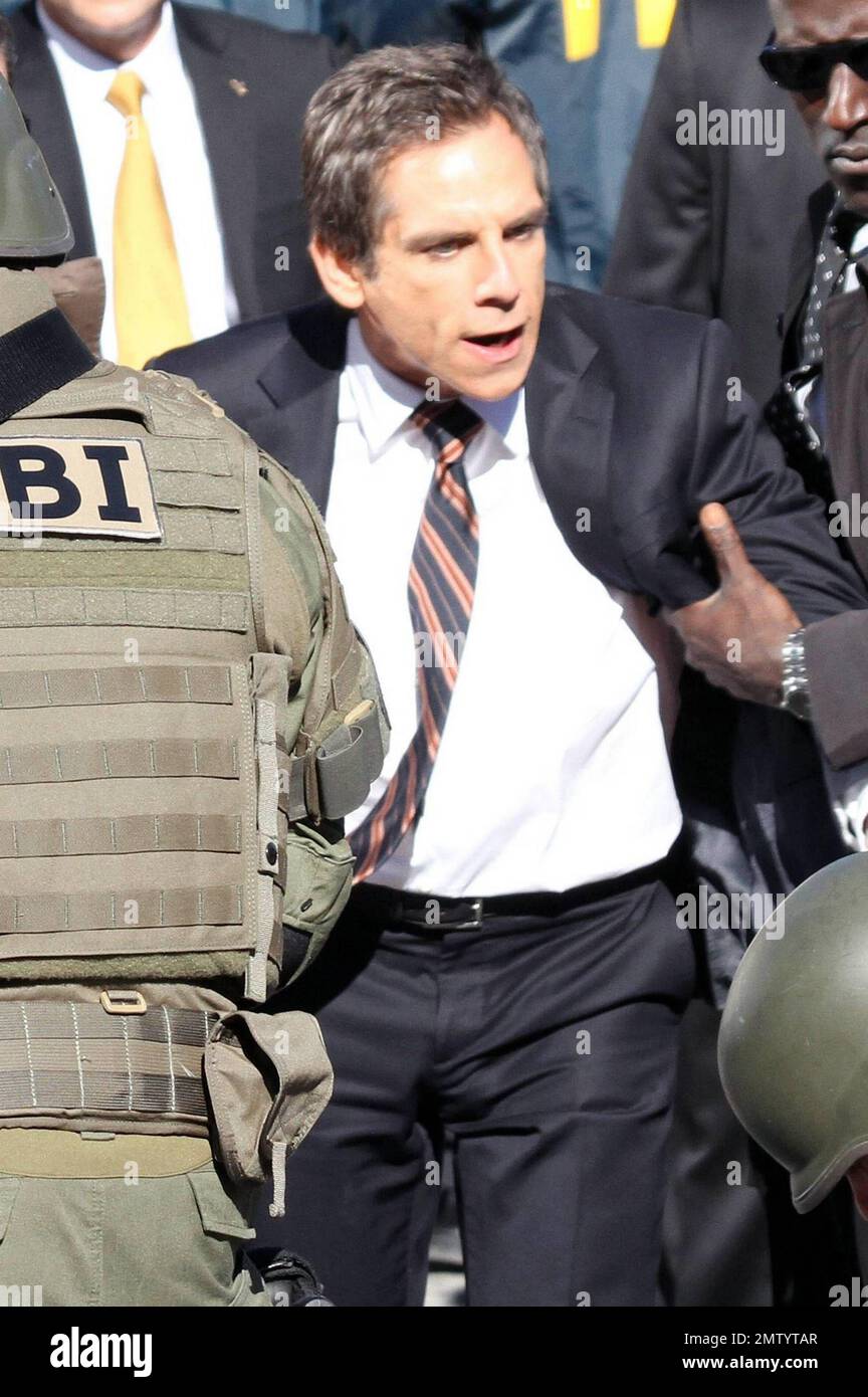 Ben Stiller on the set of "Tower Heist" during a day of shooting an ...