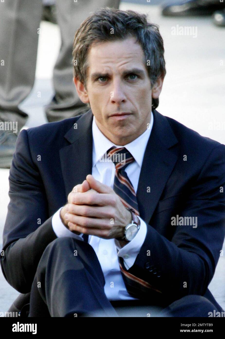 Ben Stiller on the set of "Tower Heist" during a day of shooting an ...