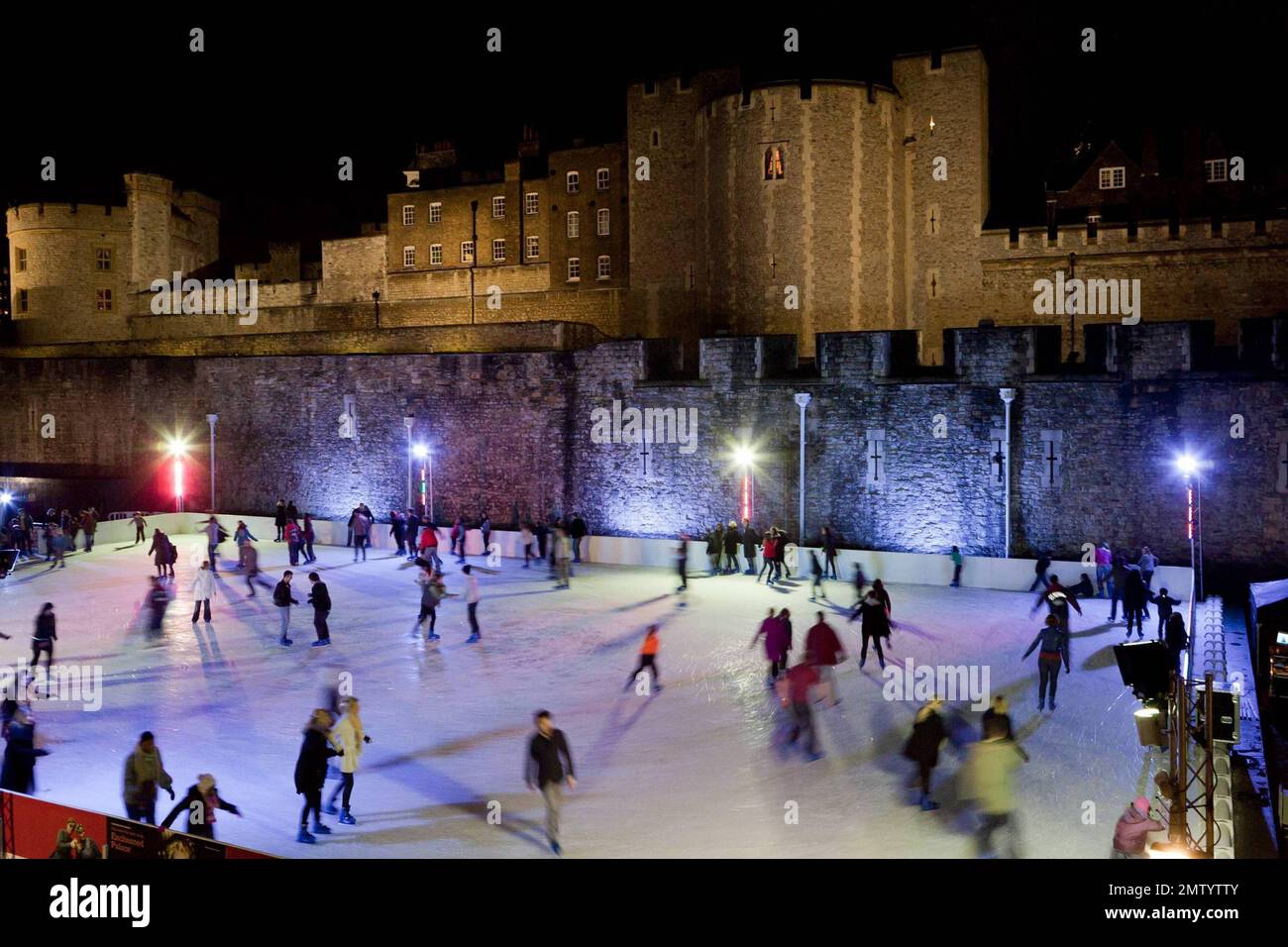 View of the ice rink that has been installed for the holiday season at ...