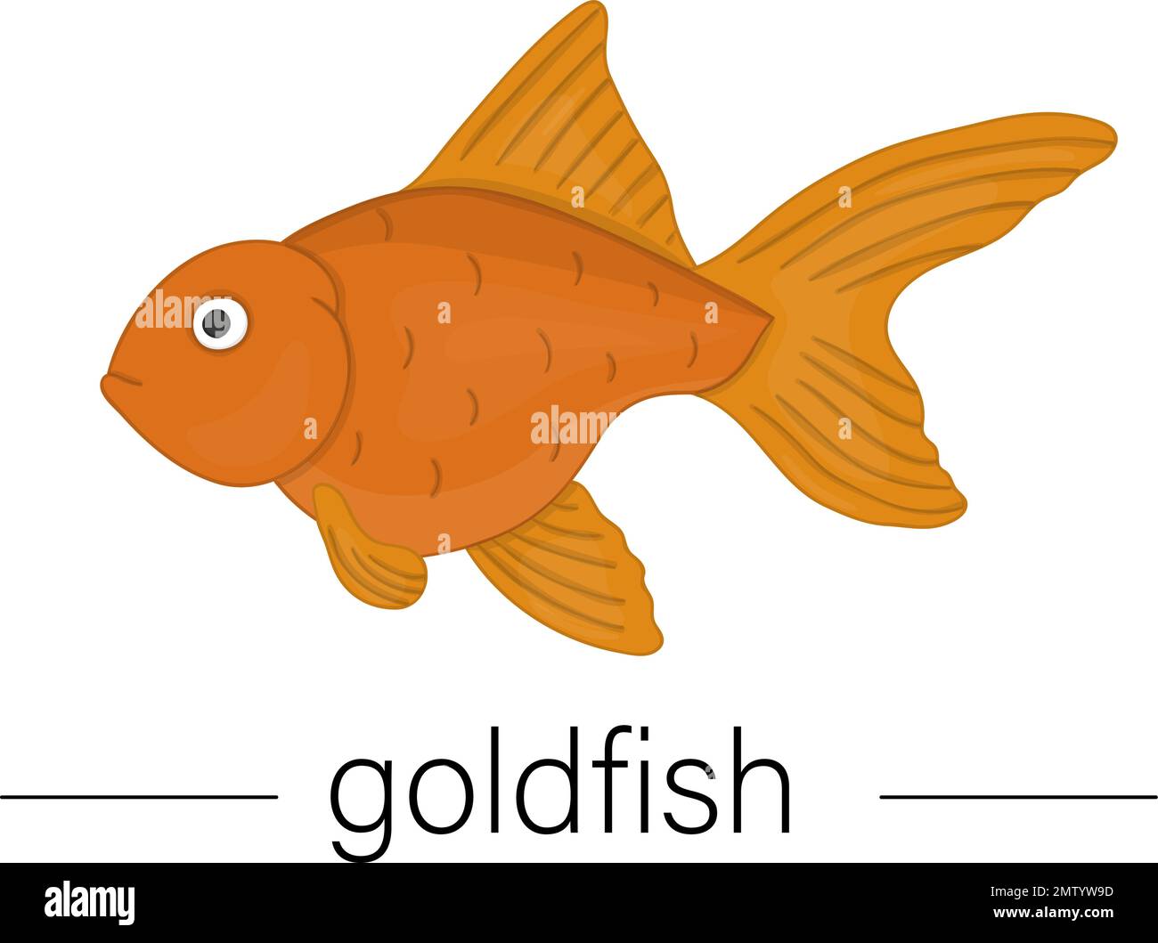 Vector colored illustration of aquarium fish. Cute picture of goldfish ...