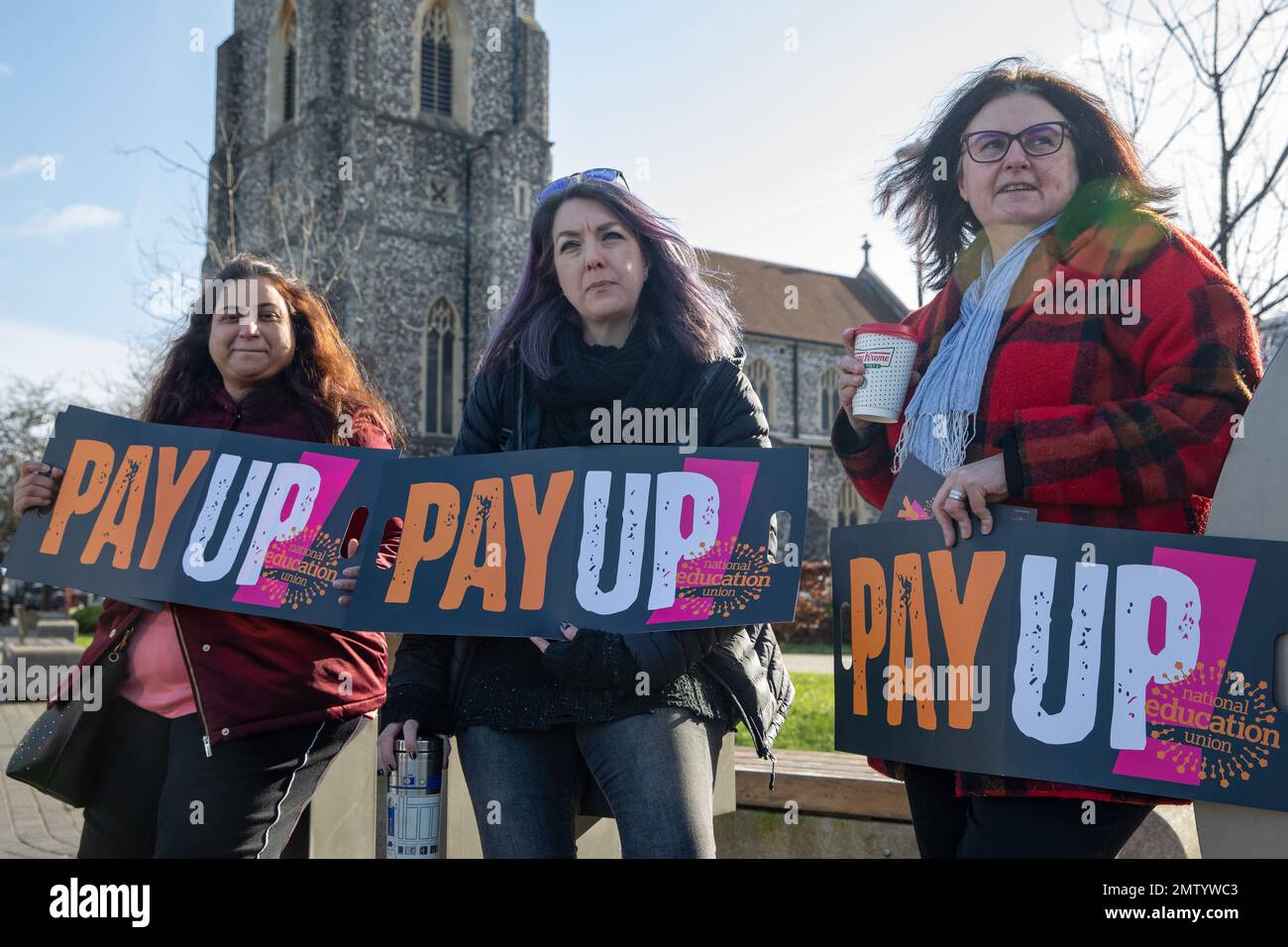 Slough, UK. 1st February, 2023. Teachers attend a rally organised by ...