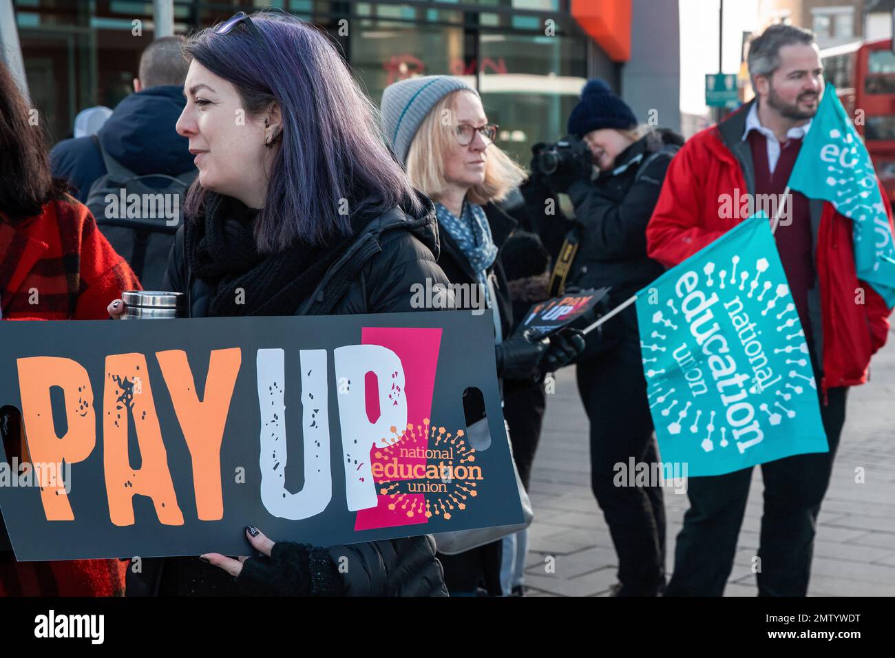 Slough, UK. 1st February, 2023. Teachers attend a rally organised by ...
