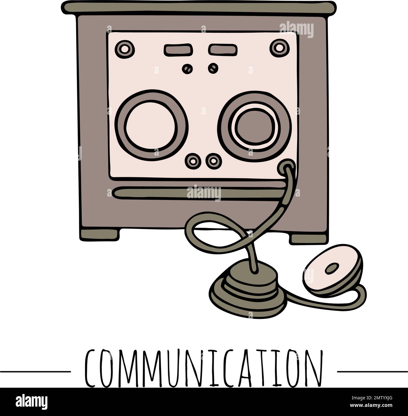 Vector vintage telegraph. Retro illustration of radio receiver. Old ...