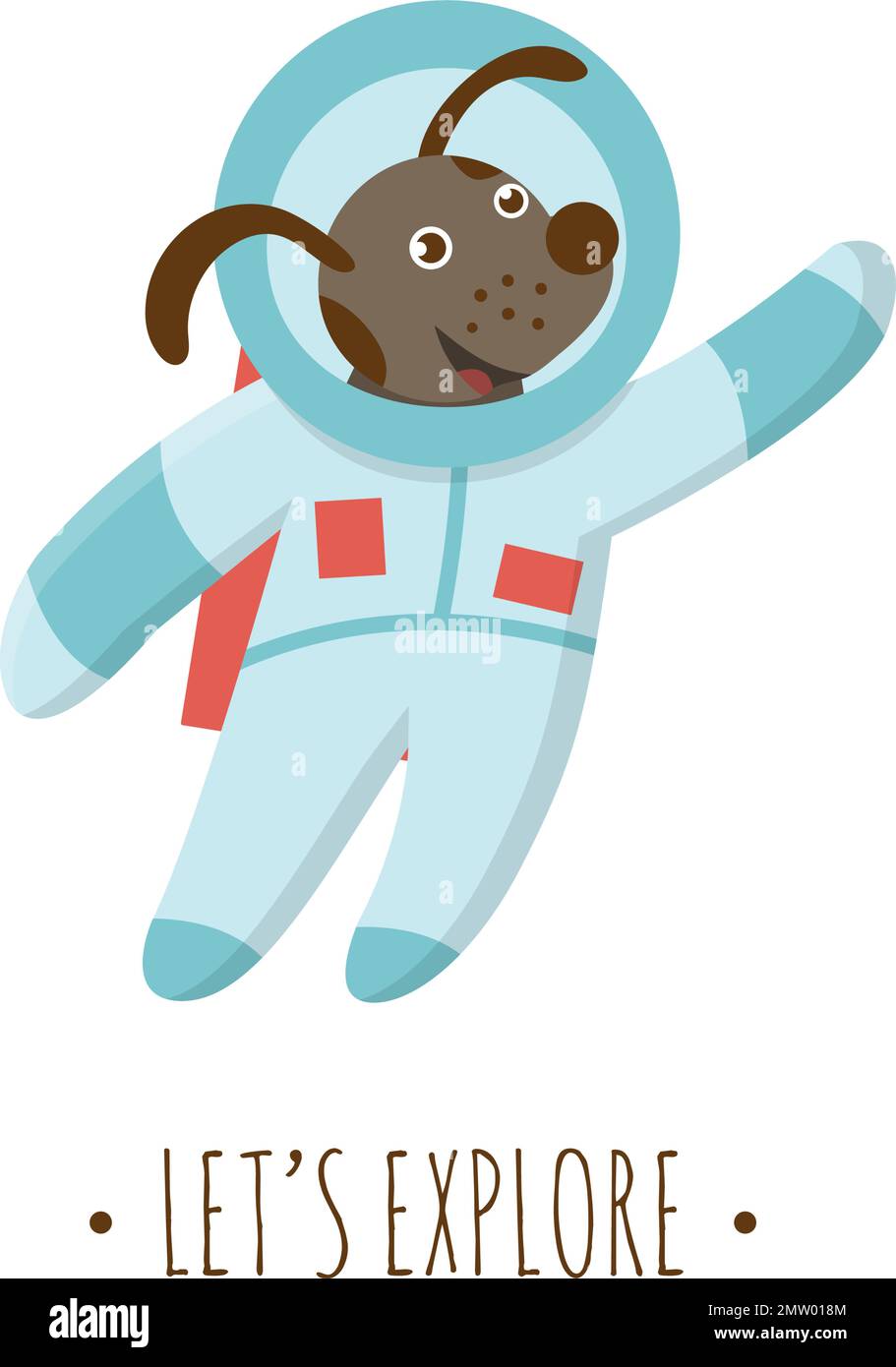 Vector astronaut dog illustration for children. Bright and cute flat ...