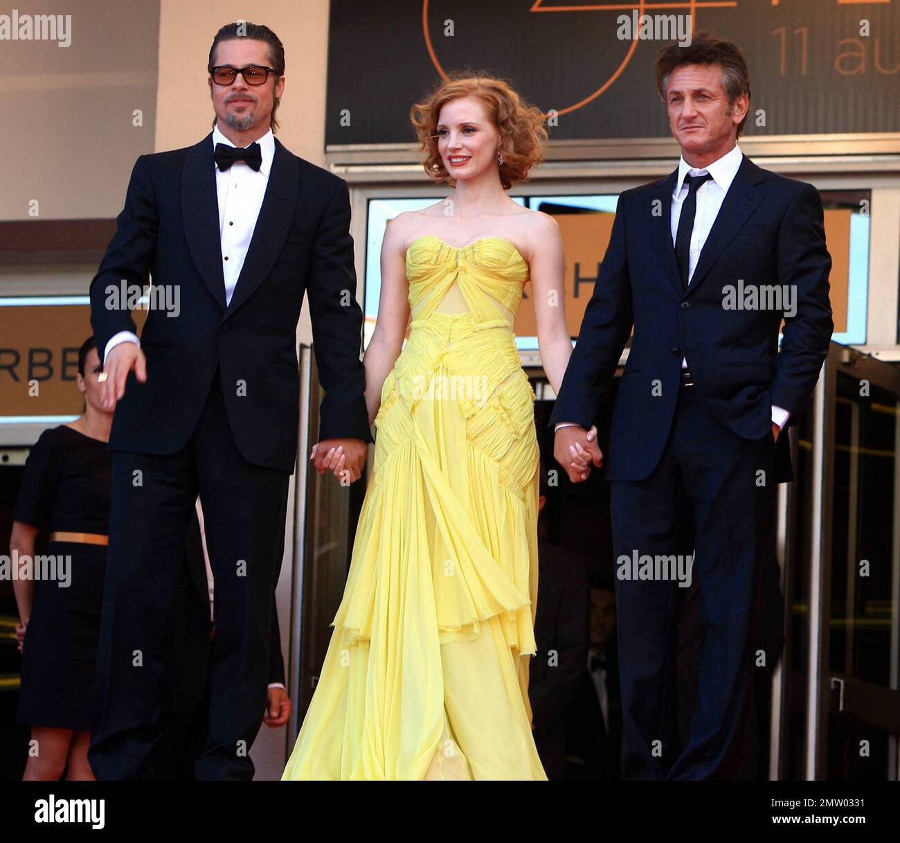 Sean Penn, Jessica Chastain and Brad Pitt at the premiere of "The Tree ...