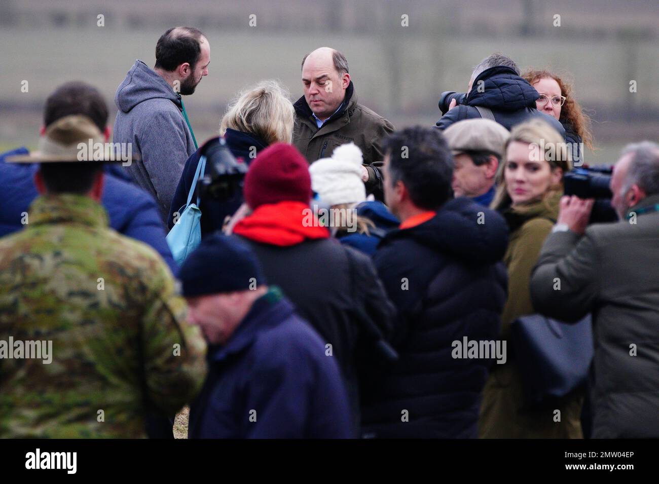 Defence Secretary Ben Wallace speaking to the media during a visit to ...