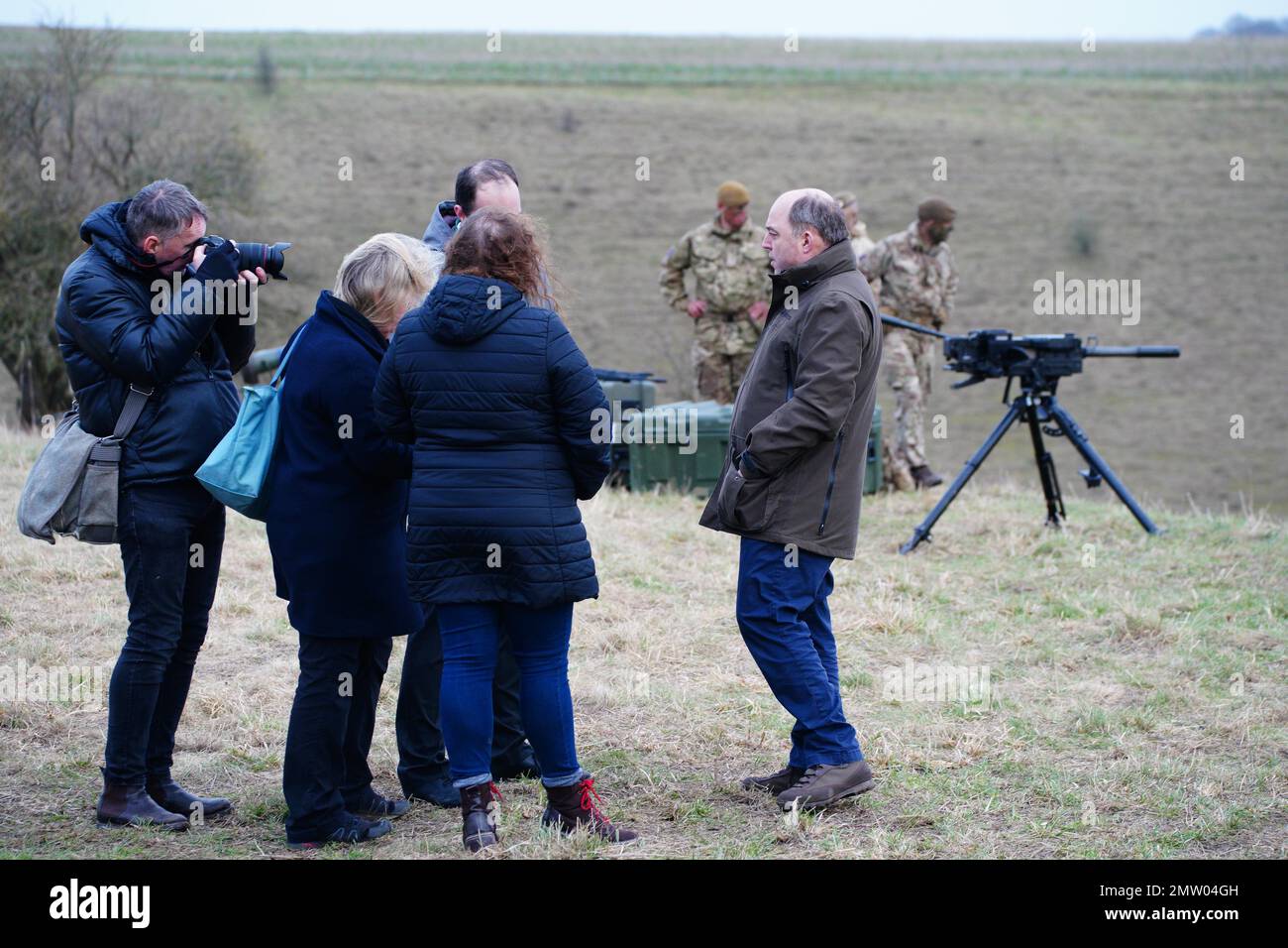 Defence Secretary Ben Wallace (right) speaking to the media during a ...