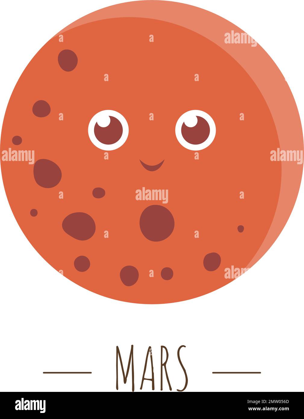 Vector mars illustration for children. Bright and cute flat picture of ...