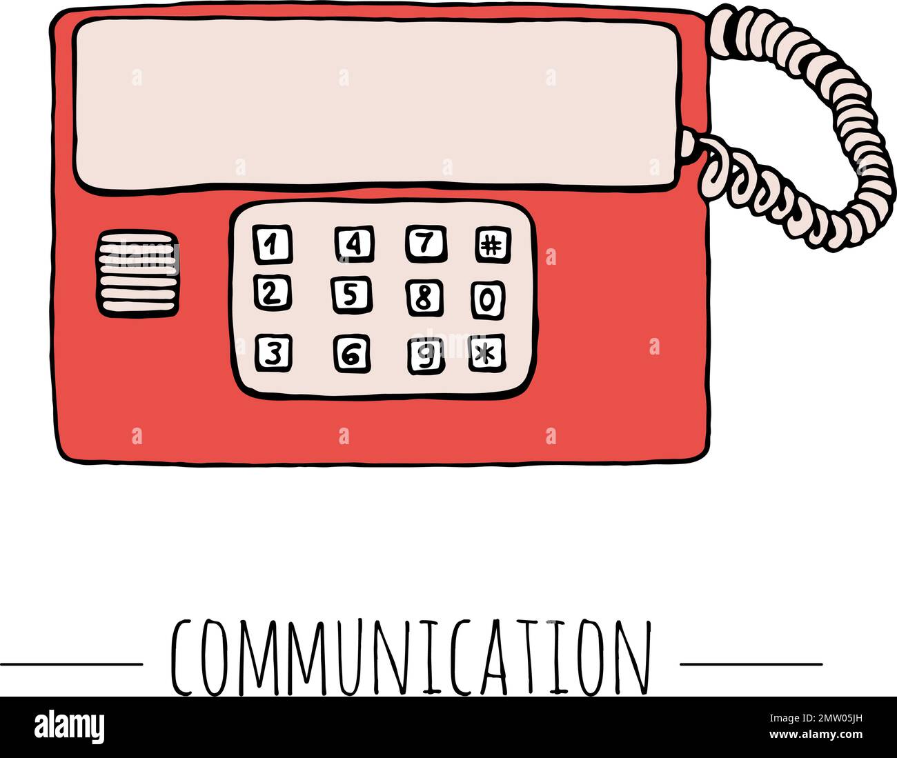 Vector vintage telephone. Retro illustration of wired rotary dial telephone. Old means of ...