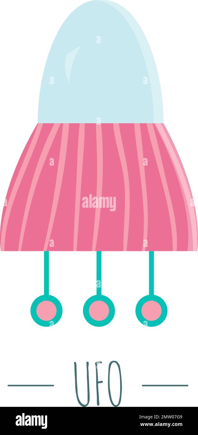 Vector UFO illustration for children. Bright and cute flat picture of ...