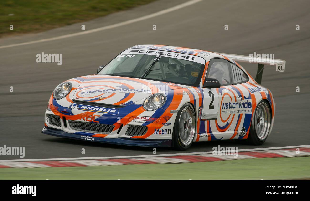 Tim Harvey races in the Porsche Carrera Cup at Brands Hatch going ...