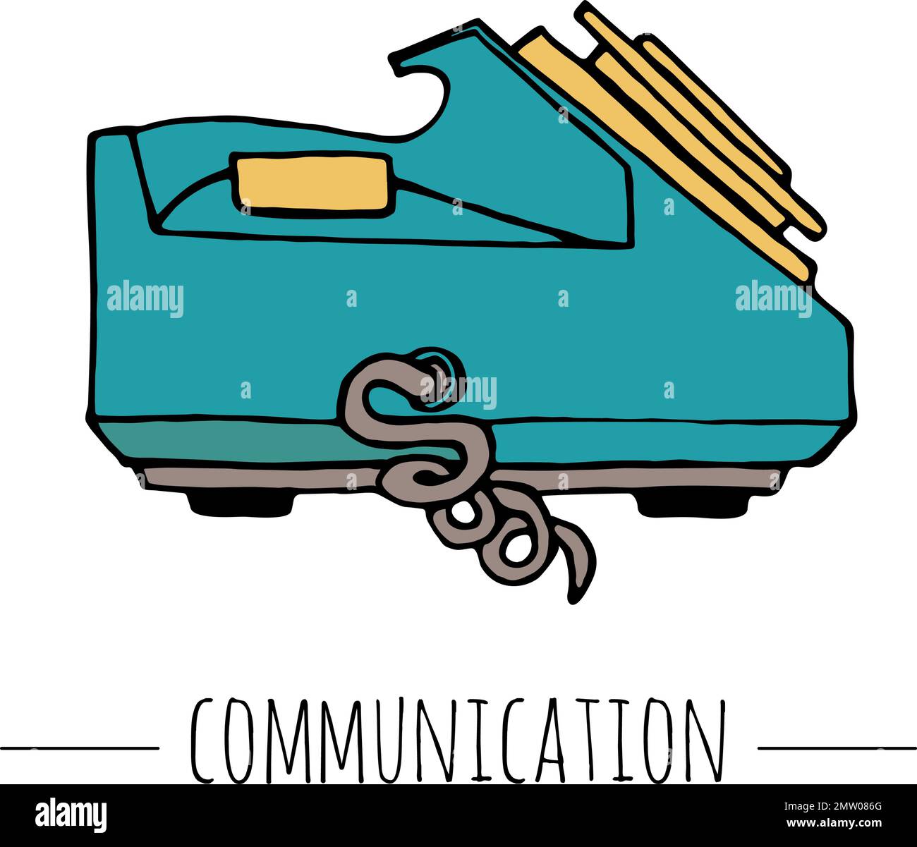 Vector vintage telephone. Retro illustration of wired rotary dial ...