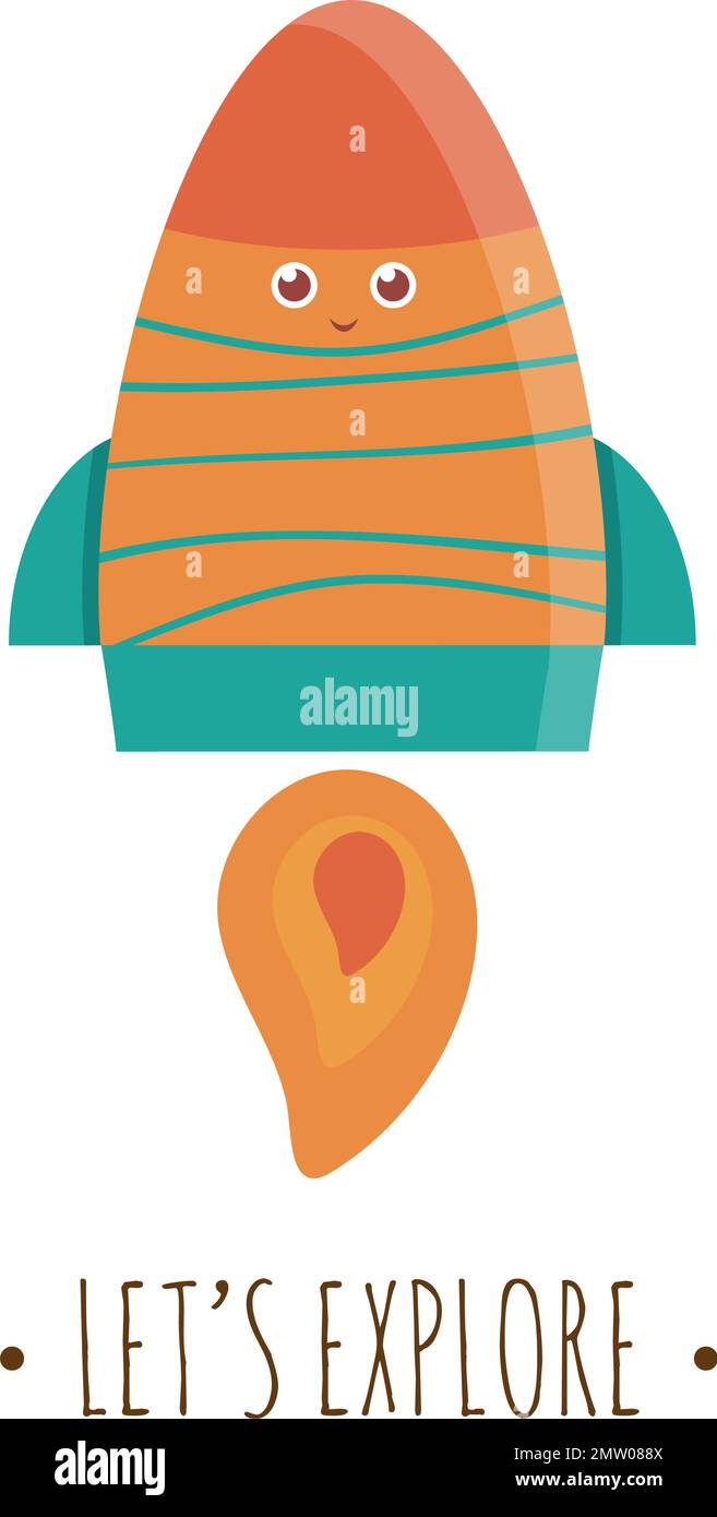 Vector rocket illustration for children. Bright and cute flat picture ...