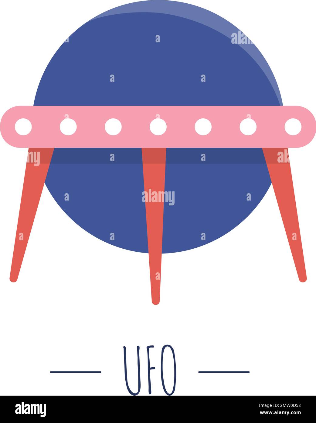 Vector UFO illustration for children. Bright and cute flat picture of ...