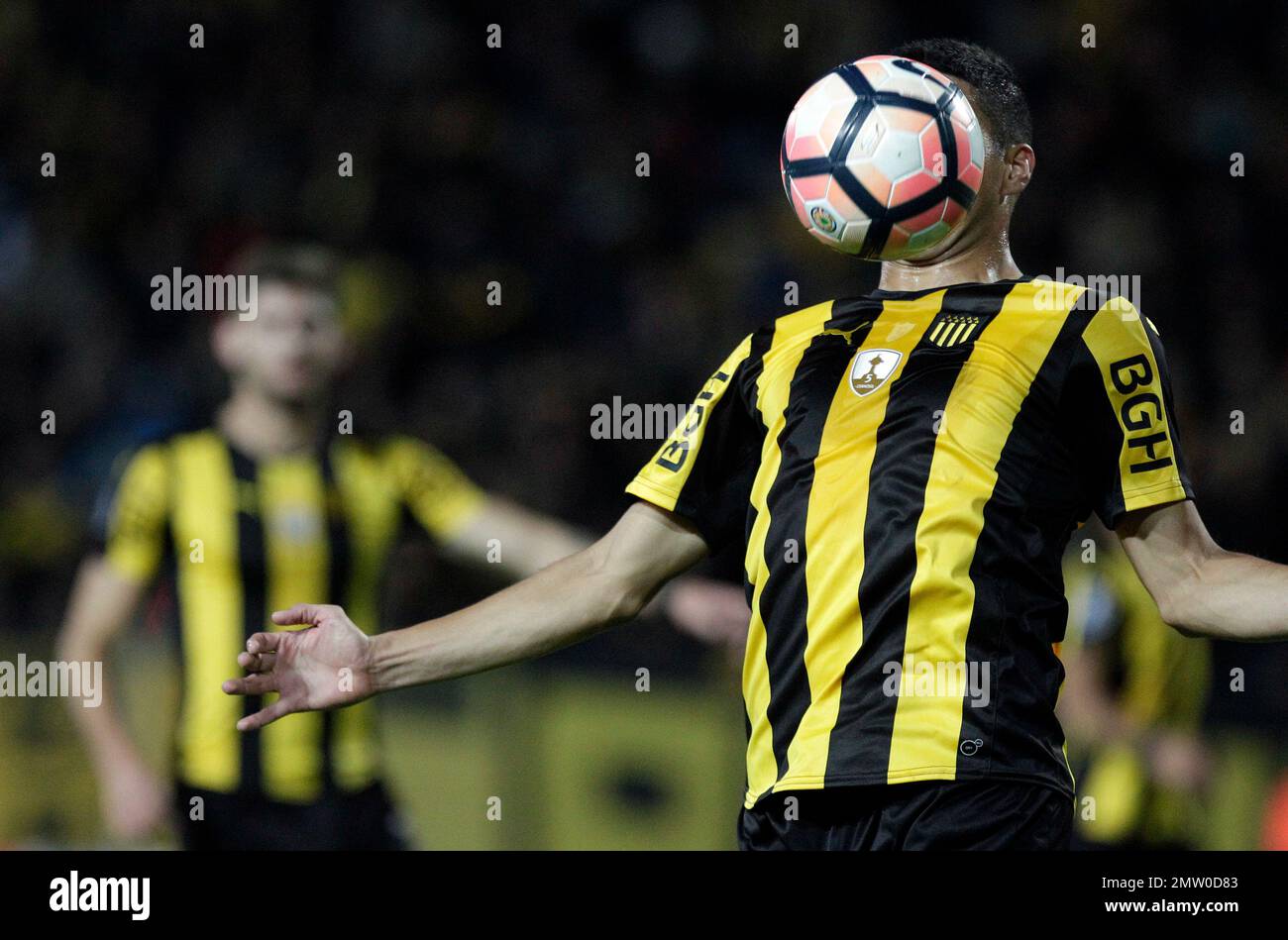 Ivan Villalba of Uruguay's Penarol controls the ball during a Copa ...