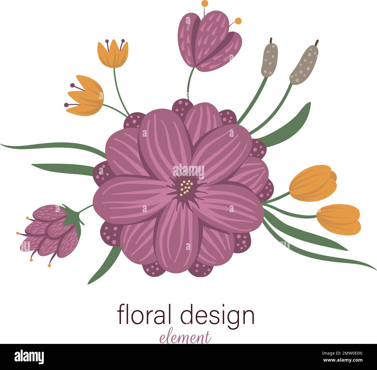 Vector floral round decorative element. Flat trendy illustration with ...