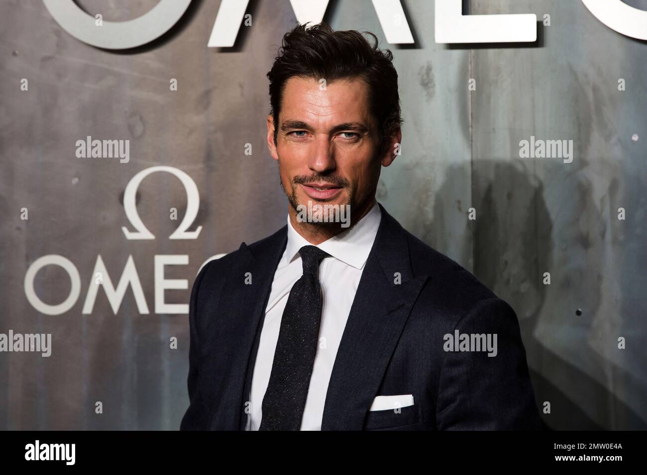 Model David Gandy poses for photographers upon arrival at the party ...