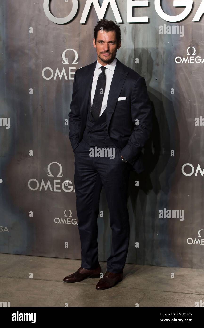 Model David Gandy poses for photographers upon arrival at the party ...