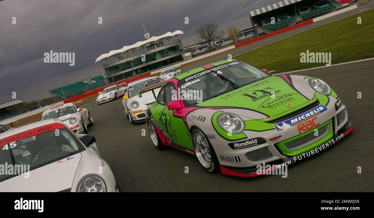 2008 Porsche Carrera cup of Great Britain rolling shoot of the cars ...