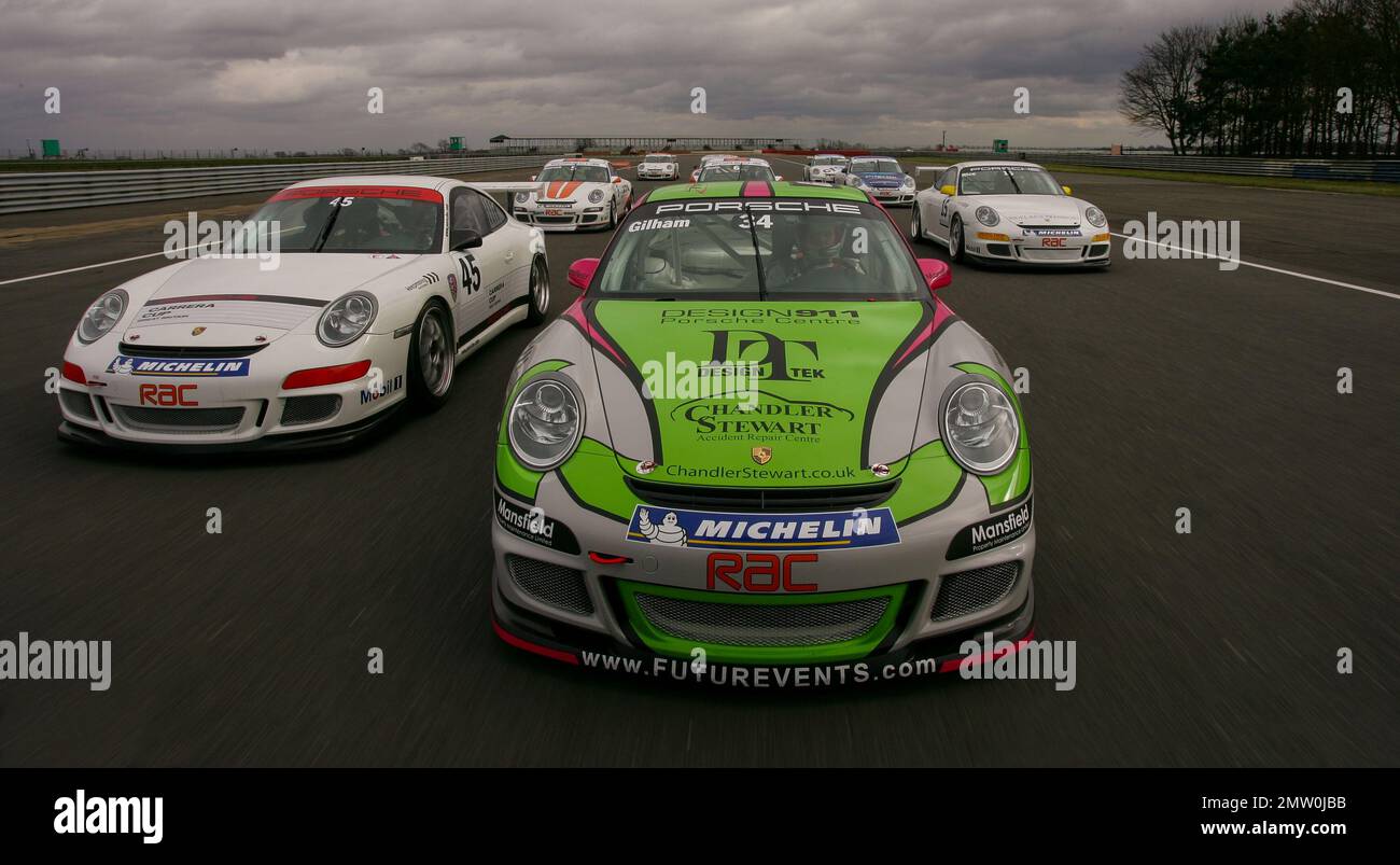2008 Porsche Carrera cup of Great Britain rolling shoot of the cars ...