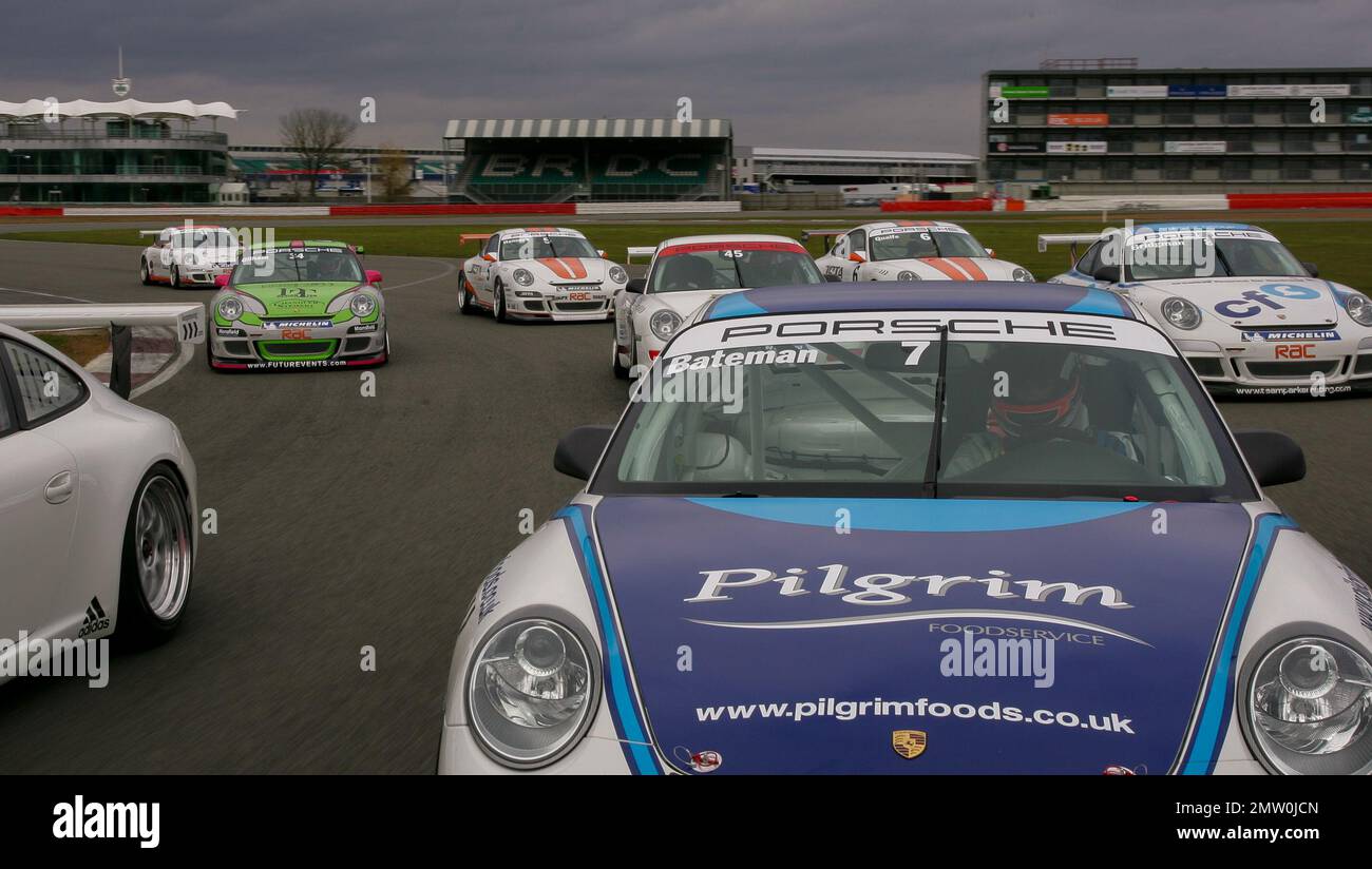 2008 Porsche Carrera cup of Great Britain rolling shoot of the cars ...