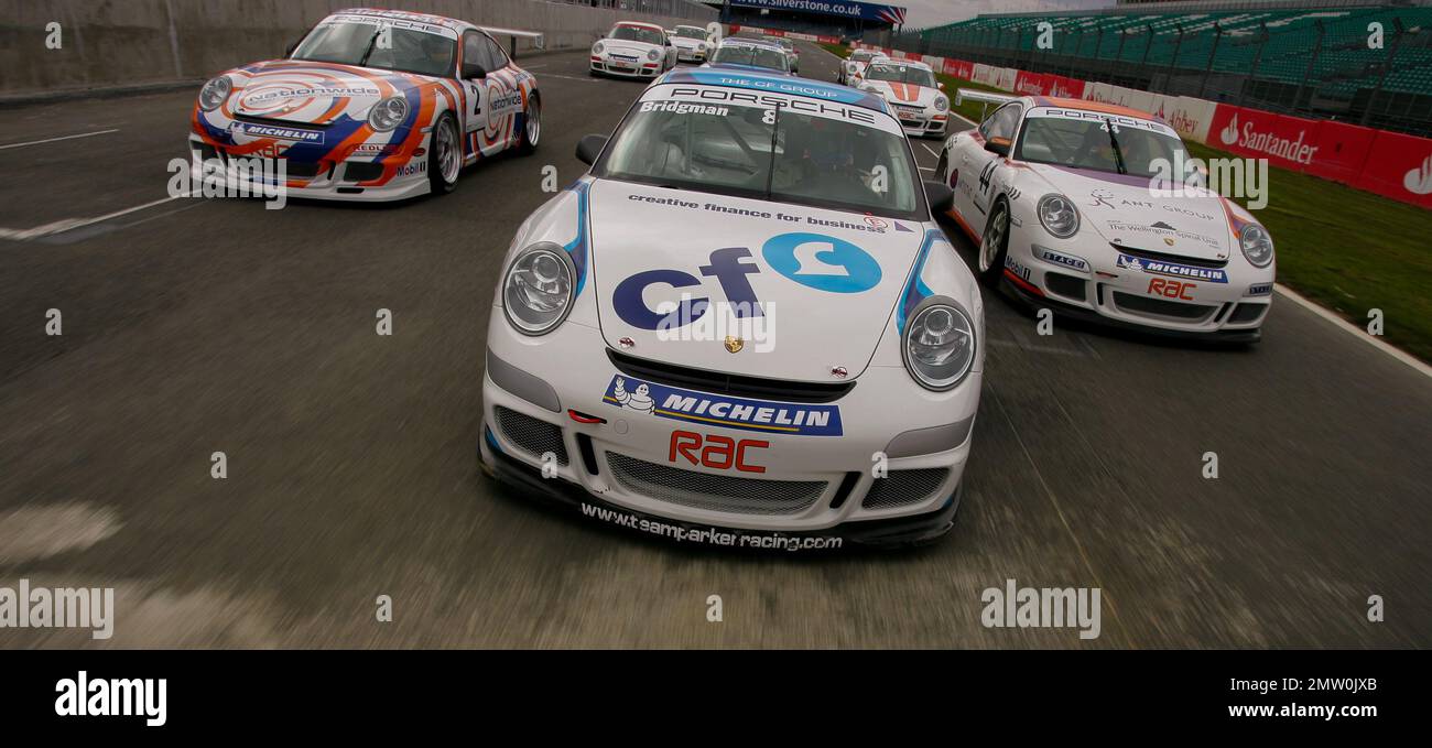2008 Porsche Carrera cup of Great Britain rolling shoot of the cars ...