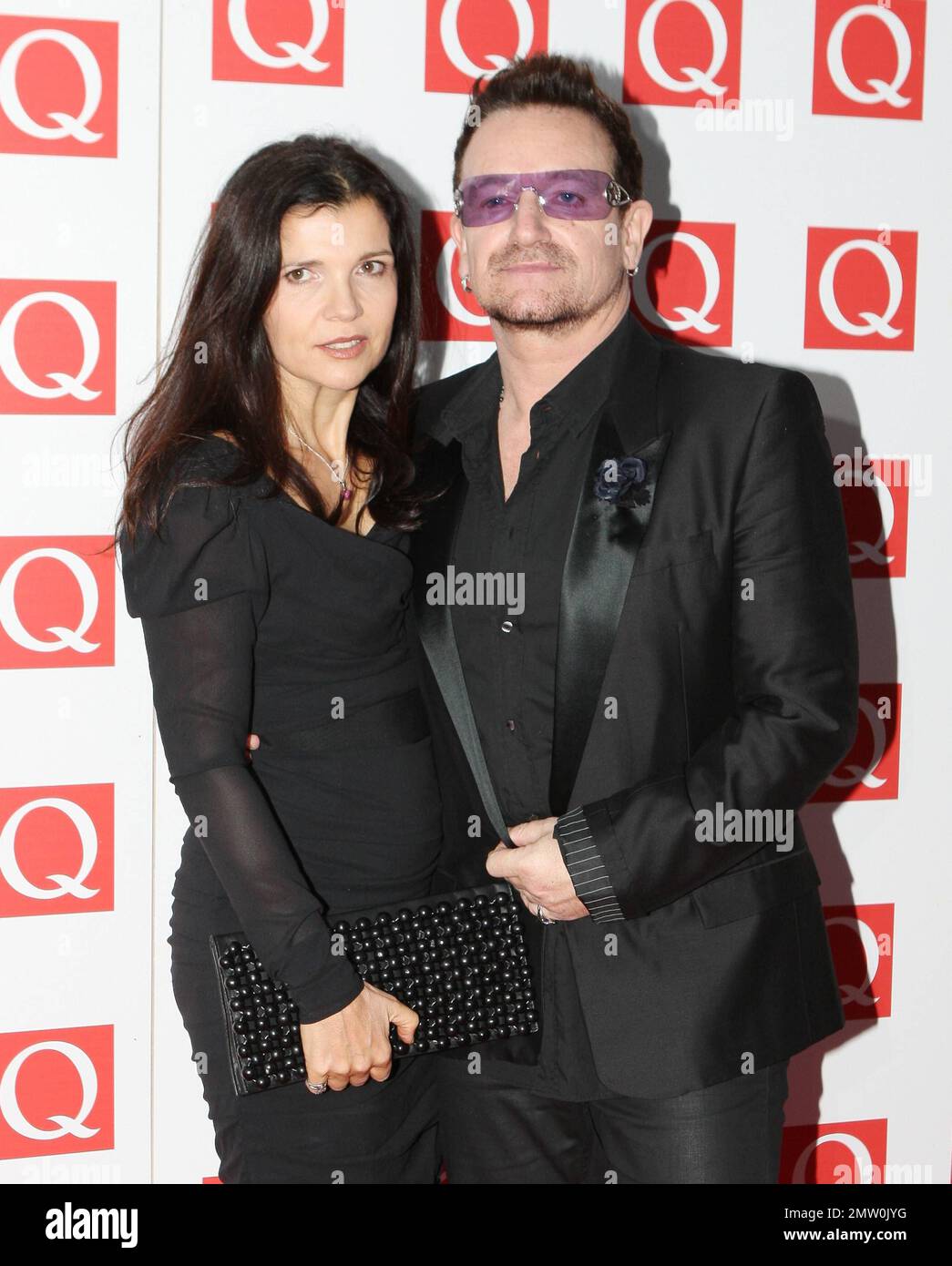Bono of 'U2' and wife Alison Hewson arrive at the Q Awards held at The ...