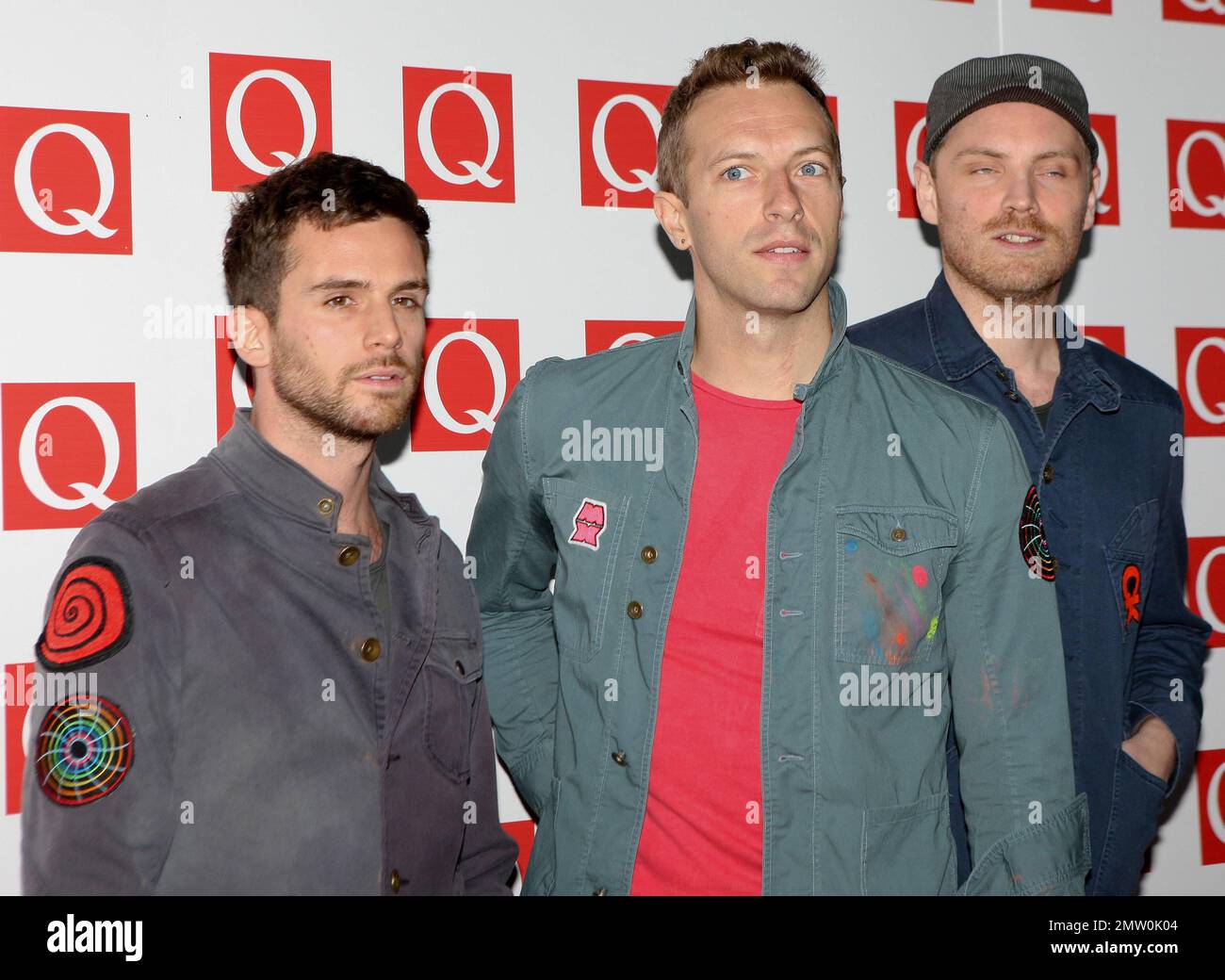 Guy Berryman, Chris Martin and Jonny Buckland of 'Coldplya' arrive at ...
