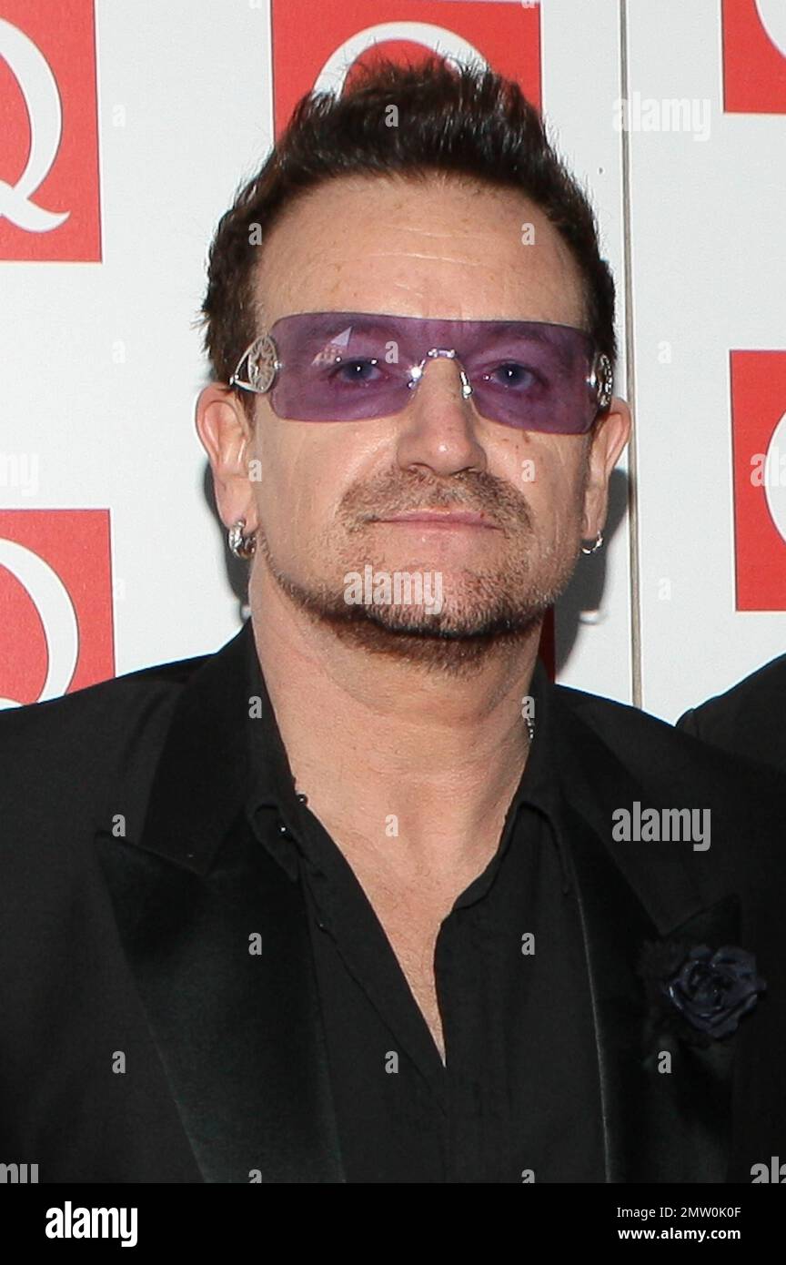 Bono of 'U2' arrives at the Q Awards held at The Grosvenor House Hotel ...