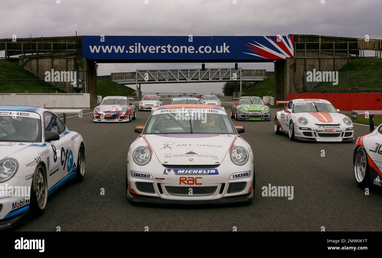 2008 Porsche Carrera cup of Great Britain rolling shoot of the cars ...