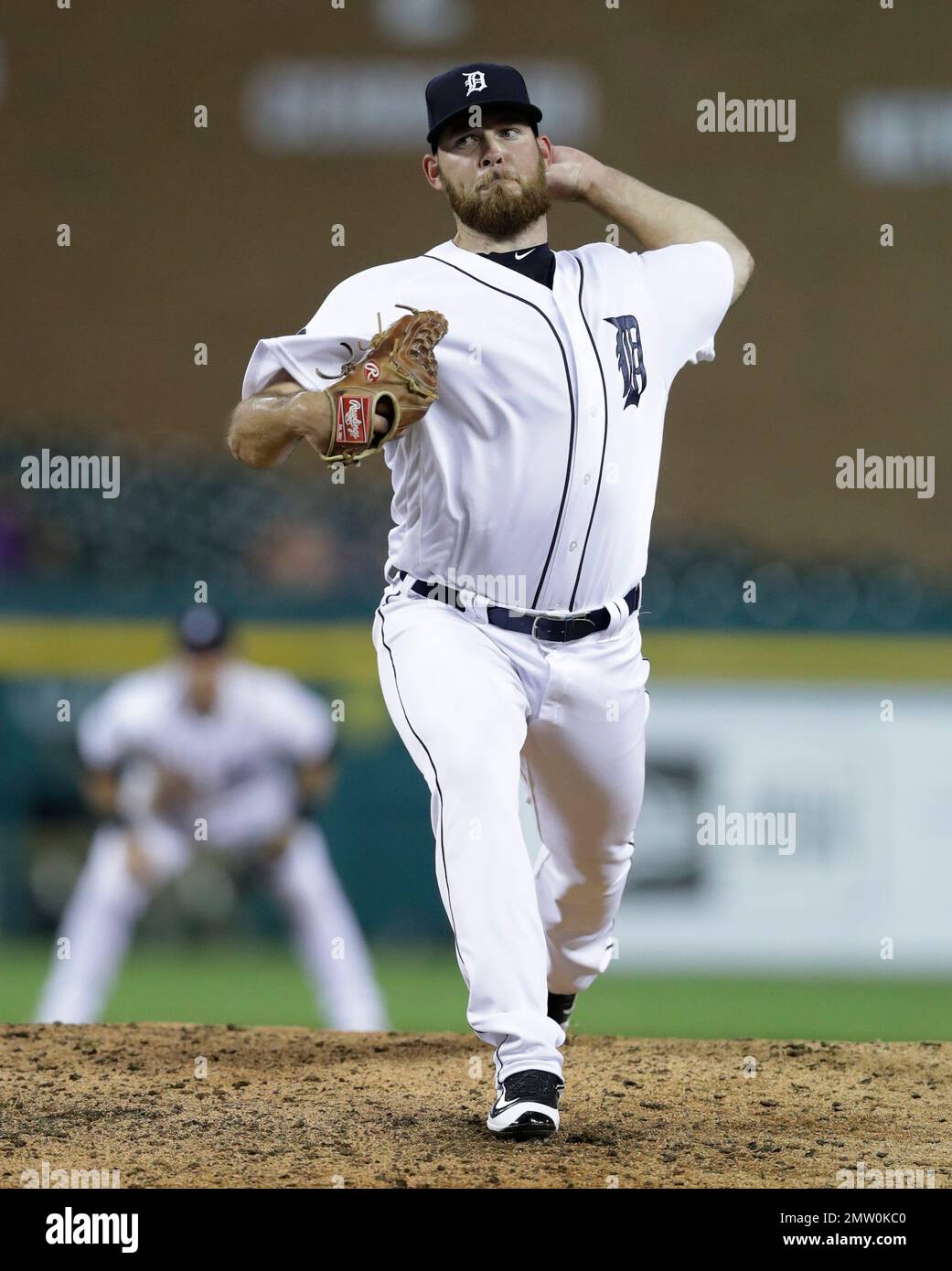 Detroit Tigers relief pitcher Kyle Ryan throws during the eighth inning ...
