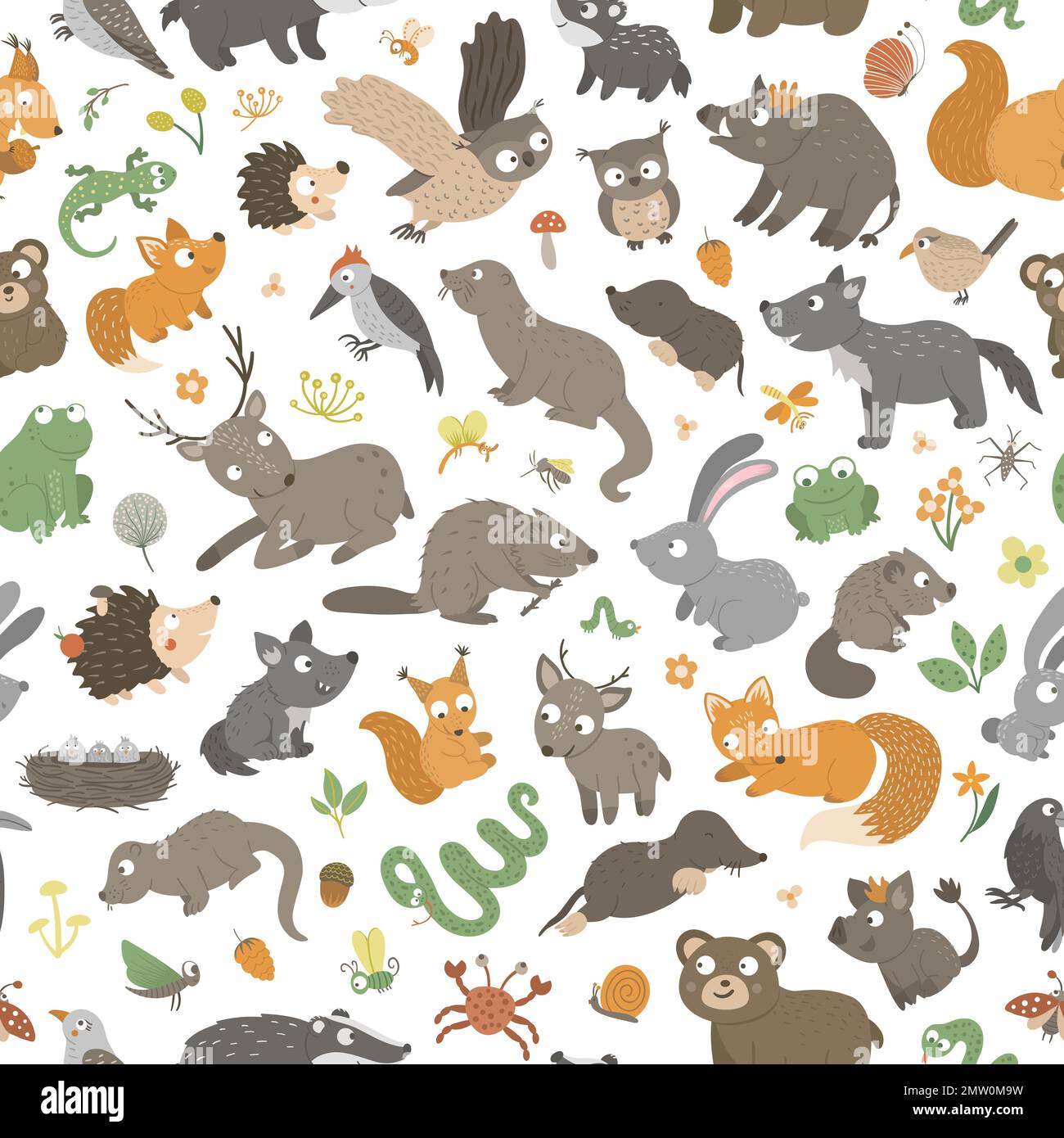 Woodland creatures pattern hi-res stock photography and images - Alamy