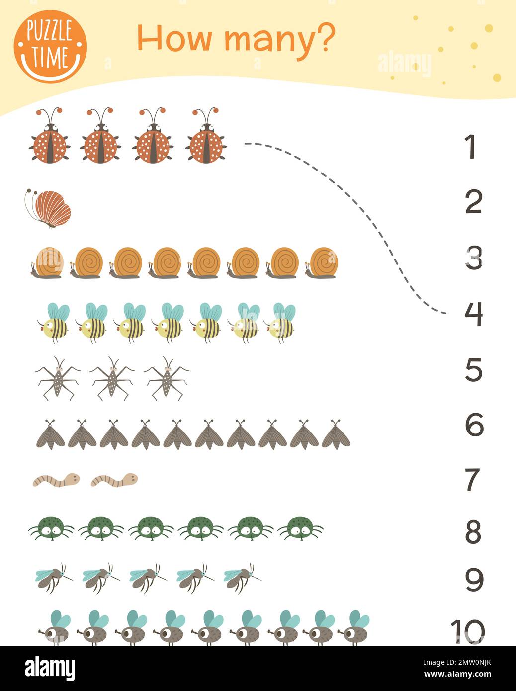 Counting game with insects. Math activity for preschool children. How ...
