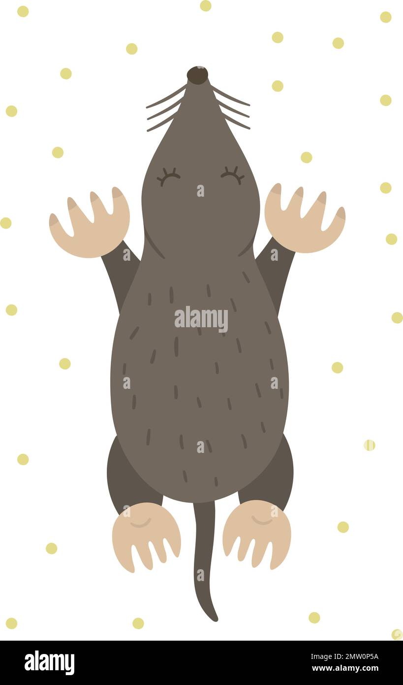 Vector hand drawn flat mole. Funny woodland animal. Cute forest ...