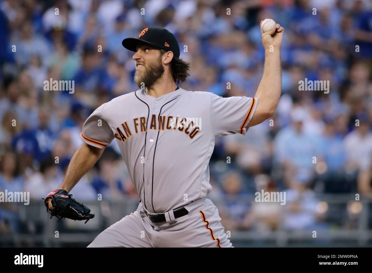 San Francisco Giants starting pitcher Madison Bumgarner throws during ...