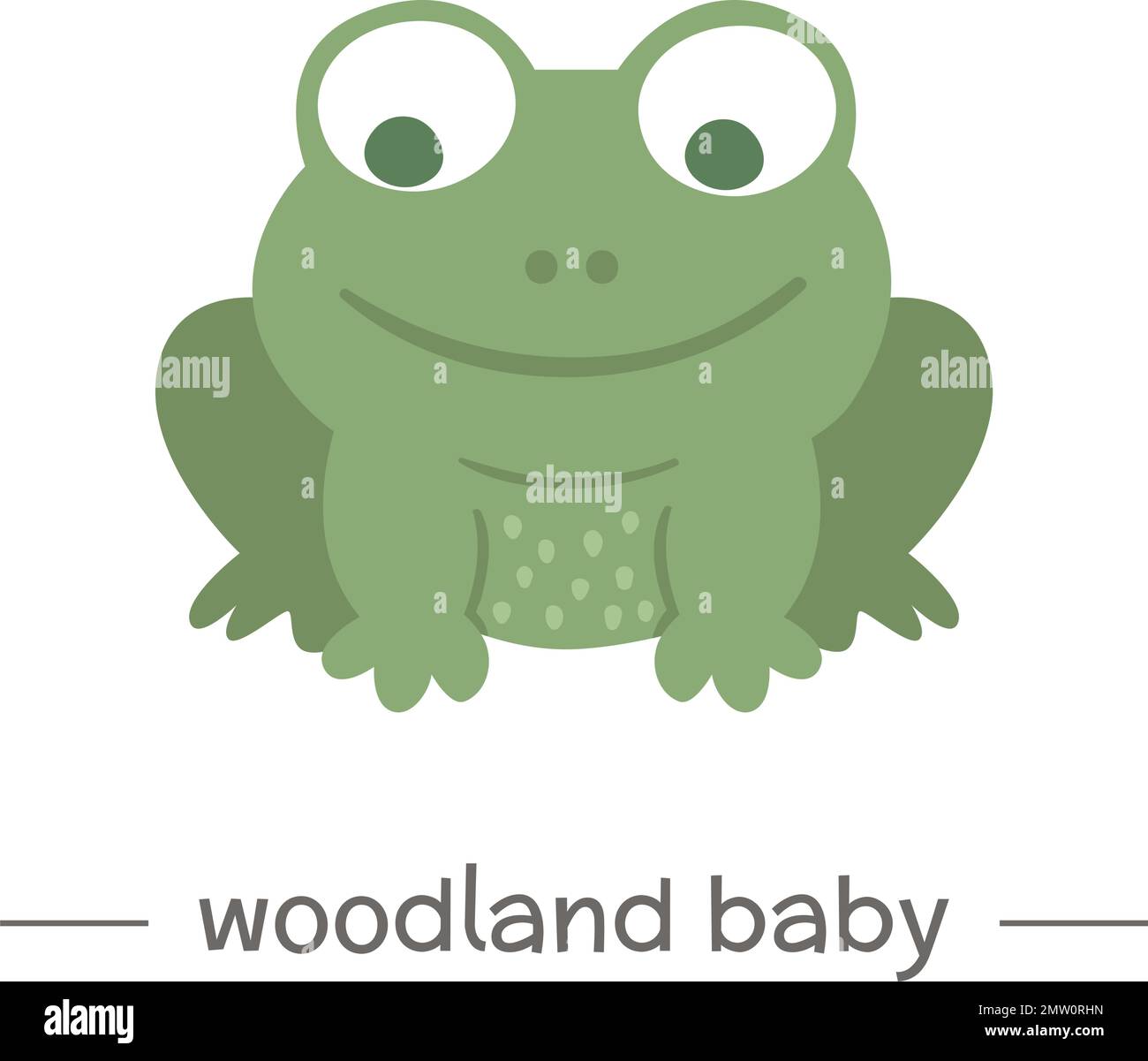 Vector hand drawn flat baby frog. Funny woodland animal icon. Cute ...